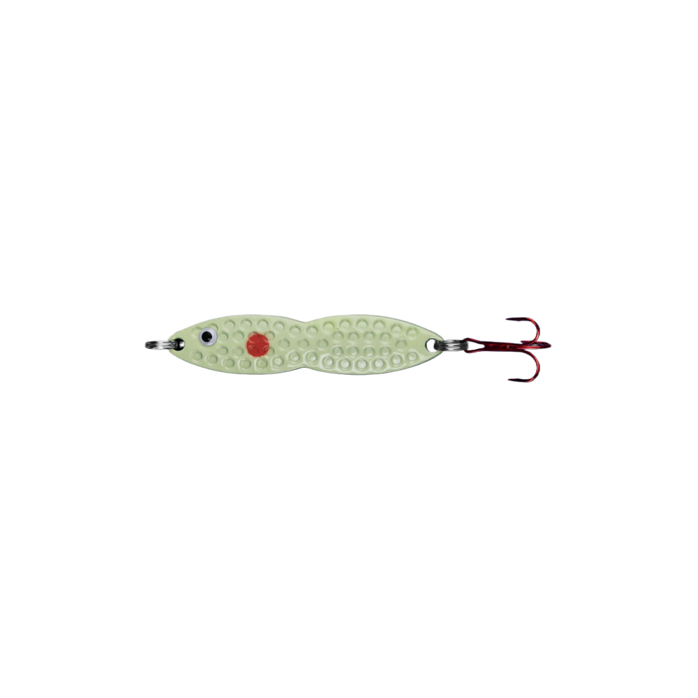 PK FLUTTER FISH JIGGING SPOON 1/8 oz- Red Dot Glow | Jerk It Fishing Co.